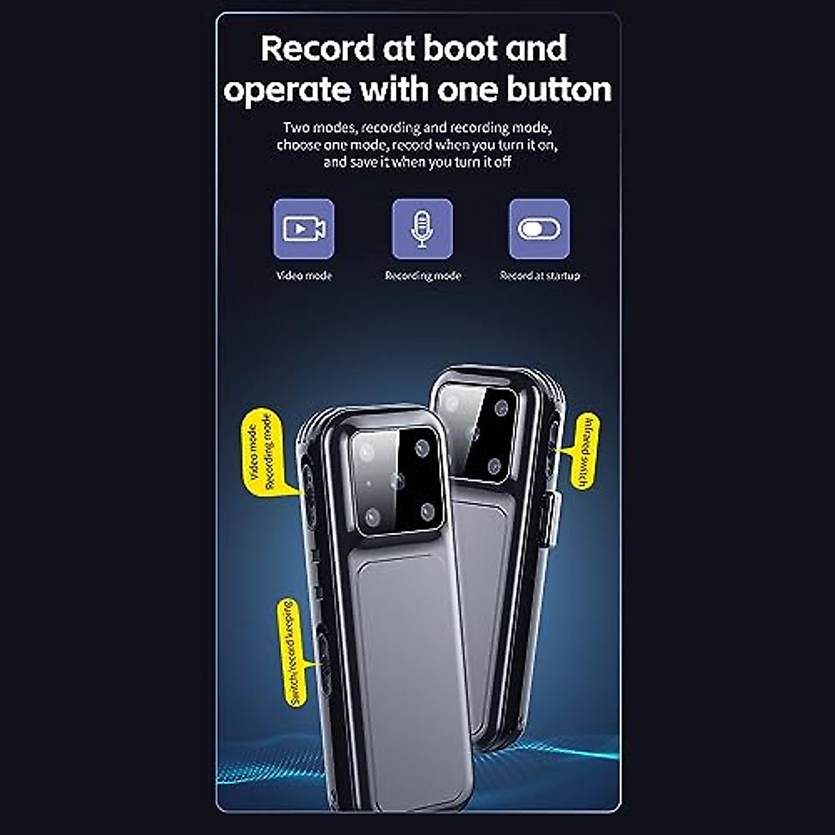 Back Clip Camera, Plastic Infrared Night WiFi HD Sports Camera USB2.0 Interface 1080P 16G Storage for Cycling