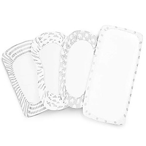 Bassinet Bed Sheets – Premium Bassinet Fitted Sheets 4 Pack – 100% Jersey Knit Cotton Cradle Sheets – Bassinet Bedding for Standard Size Oval or Halo Bassinet Pads – Bassinet Sheet for Boy & Girl