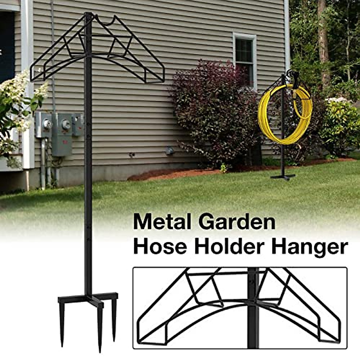 Garden Hose Metal Holder Hanger Watering Hose Support Wrought Iron Ground Plug in Water Pipe Storage Stand Rack
