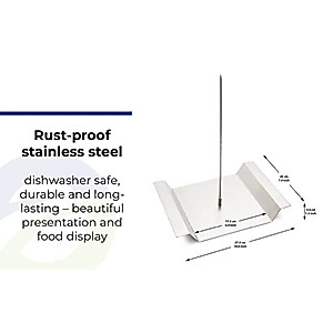 Rossbright Skewer Hack for BBQ - 3 Stick Sizes - Stainless Steel Stand for Upright, Vertical Grilling - Ideal Holder for Brazilian Meats, Gaucho Style, Chicken, Steak - Complete with Basting Brush
