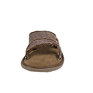 Crevo Baja II Men's Slide Sandals Memory Foam Frayed Hemp Design, Dark Brown, 9