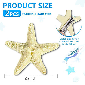 OBTANIM 2 Pcs Starfish Hair Clip Resin Beach Sea Star Hair Pins Mermaid Hair Clips Accessories for Women and Girls