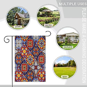 Double-sided garden flag Mexican Talavera Ceramic Tile Pattern Ethnic Folk Outdoor Flag Garden Flag Yard Outdoor Decoration （12×18in）.