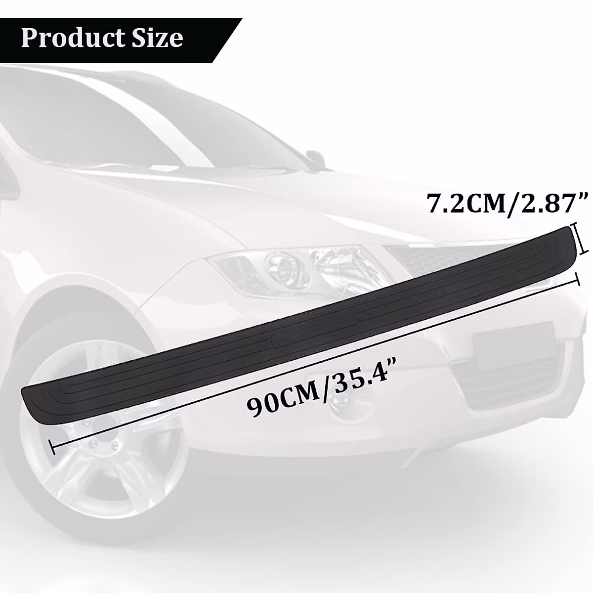 Pincuttee Rear Bumper Protector Guard for Car,Black Rubber Scratch,Resistant Trunk Door Entry Guards,Accessories Trim Cover,35.4"X2.87" for Most of Car&SUV(1 Pack,Black Sport)