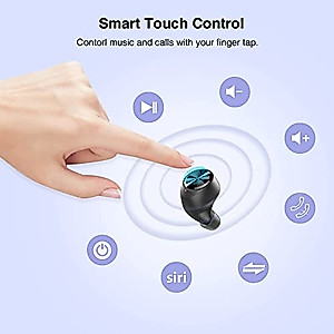 Aruind True Wireless Earbuds, Bluetooth 5.2 Headphones 160H Playback LED Power Display, IPX7 Waterproof Stereo Deep Bass Built-in Mic Earphones with Portable Power Bank for iPhone/Android