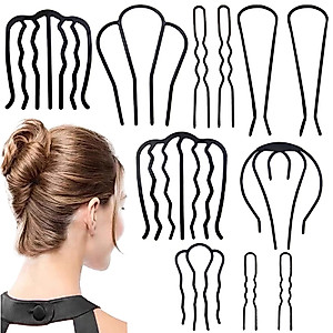 11 Pieces Hair Side Combs Vintage Hair Fork, U-Shape Alloy Hair Sticks, Vintage Teeth Hair Side Combs, For Women Hair Styling Tool Accessories