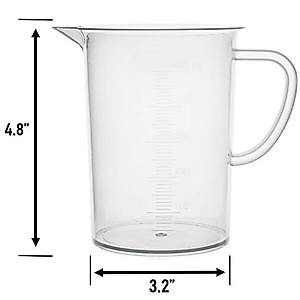 hBARSCI Premium Polypropylene Beaker Mugs, Laboratory Quality Plastic, 16.9oz (500mL) Capacity - Pack of 4 Mugs - Dishwasher and Microwave Safe