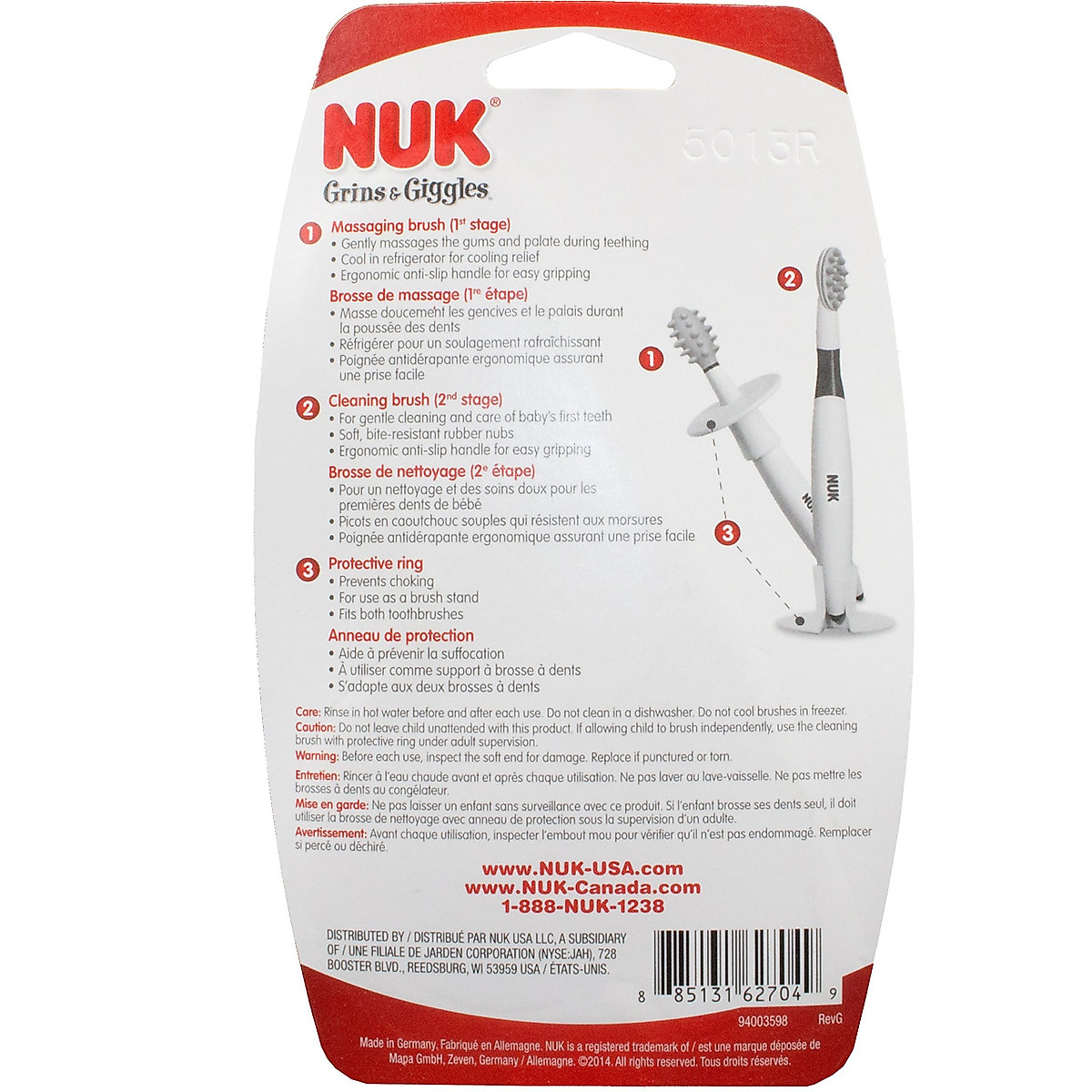 NUK Grins and Giggles Training Toothbrush Set, Blue