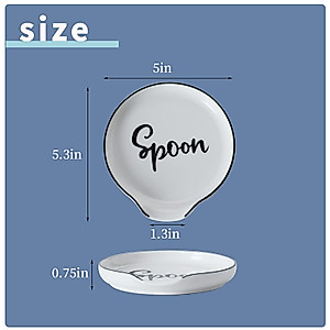 GDCZ Ceramic Spoon Rest for Stove Top - 5 Inches Large Spoon Holder for kitchen Counter, Modern Spoon for Farmhouse, Cooking Utensil Rest, Kitchen Accessories, Dishwasher Safe (White, 1)