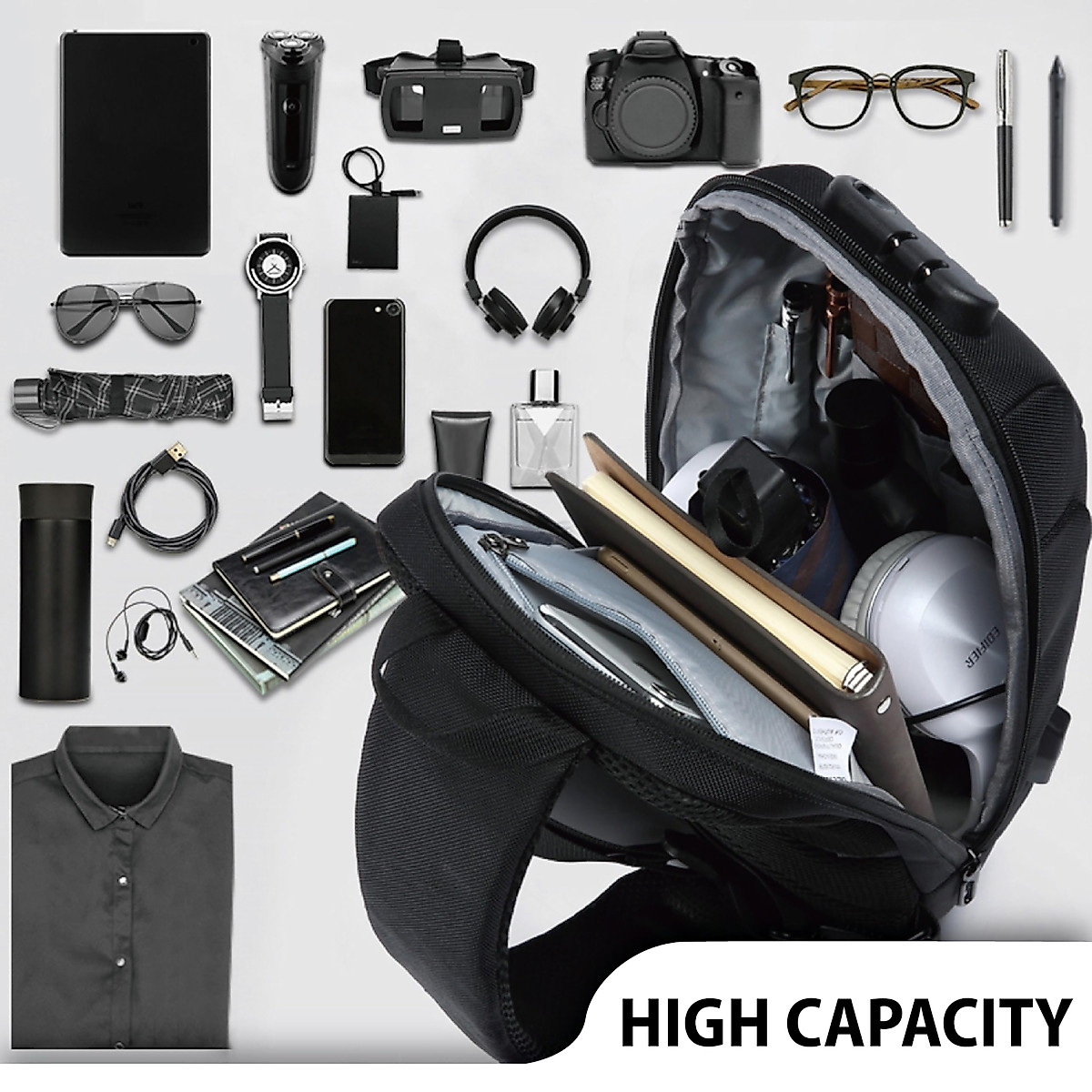 OZUKO Sling Backpack USB Anti-Theft Men'S Chest Bag Casual Shoulder Bag