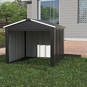 JAORD Metal Outdoor Storage Shed D33.07 x W34.65 x H24.4, Tool Garden Sheds and Tiny Houses for Backyard Garden Patio Lawn, Black&White…
