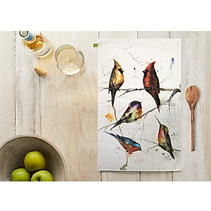 DEMDACO Birds in Tree Watercolor White Cotton Wood Towel and Utensil 2 Piece Set