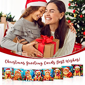 8pcs Christmas Diamond ATR Cards 5d DIY Christmas Diamond Art for Adults Beginners Santa Cat and Santa Dog Xmas Greeting Cards for Holiday Craft Card Making