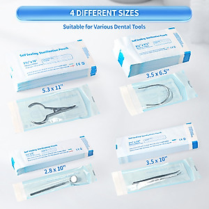 Annhua 3.5 X 6.5 Self Sterilization Pouches for Dental Offices, 100 Pcs Self Seal Sterilizer Bags Pouch - Blue