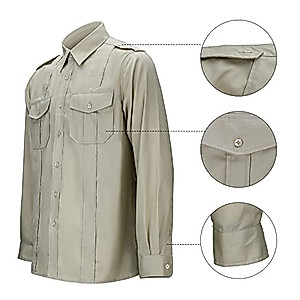 NIHONCOS Mens Shirt Jones Jr. Shirt Raiders Safari Costume Dr. Henry Tops with Pockets Halloween Cosplay Hiking Outfit (XX-Large)