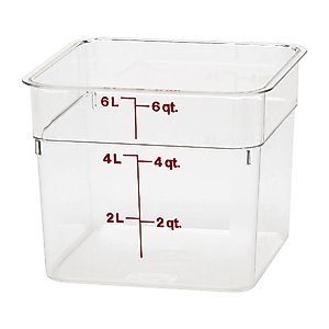 Camsquare Food Container, 6 Qt, 8-3/8'' X 8-3/8'' X 7-1/4'', Clear, Orange Graduation, (6 Pieces/Unit)