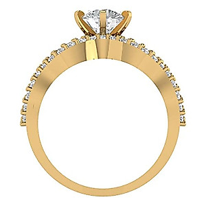 Clara Pucci 1.55ct Round Cut Halo Solitaire Created White Sapphire Engagement Promise Bridal Ring Band set 14k Yellow Gold 3.5