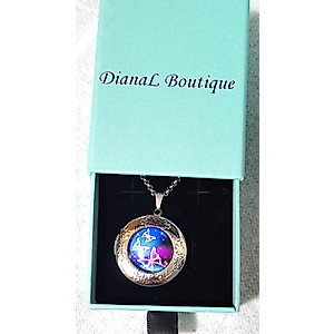 DianaL Boutique Silver Tone Beautiful Blue and Purple Butterfly Locket Pendant Necklace with 24" Stainless Steel Chain