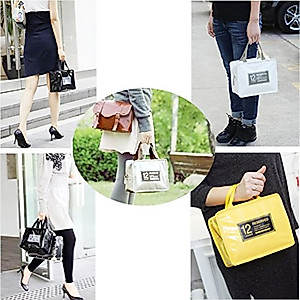 iToolai Zipper Mini Patent PU Leather Waterproof Reusable Lunch Bags Insulated Tote Bag,Black