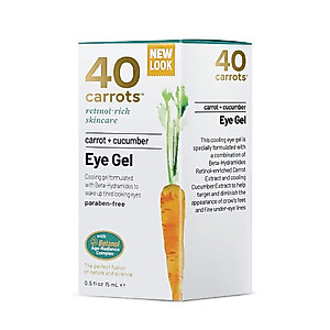 40 Carrots Carrot & Cucumber Eye Gel with Retinol for All Skin Types - Smooths Fine Lines & Reduces Wrinkles, Crow's Feet, Dark Circles, Under Eye Bags | Paraben Free (0.5 fl oz)