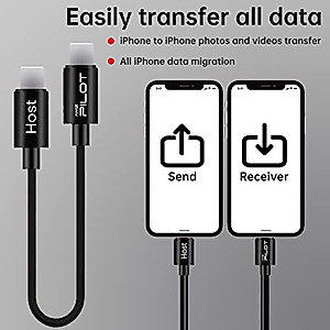 AMZPILOT Compatible for iPhone to iPhone Transfer Cable, iOS 14 to 8 pin OTG Cable Male to Male Data Migration Wired Cord Sync Photo/Video, for iPhone Series 13/12 Mini/Pro Max/11/Xs/Xr/X/8 - 1FT