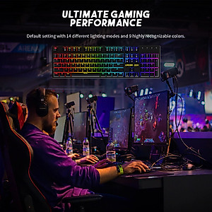 PC Gaming Keyboards RGB Backlit Mechanical Keyboard ABS keycap Programmable Macro Detachable USB Wired Keyboard for Windows PC (104 Keys Red Switch)