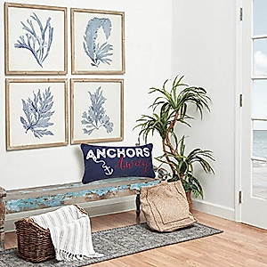 C&F Home Anchors Away Navy Blue Nautical Embroidered Decor Decoration Accent Throw Pillow for Sailing Sail Boat Sailboat Lake House Coastal Beach 12 x 24 Blue