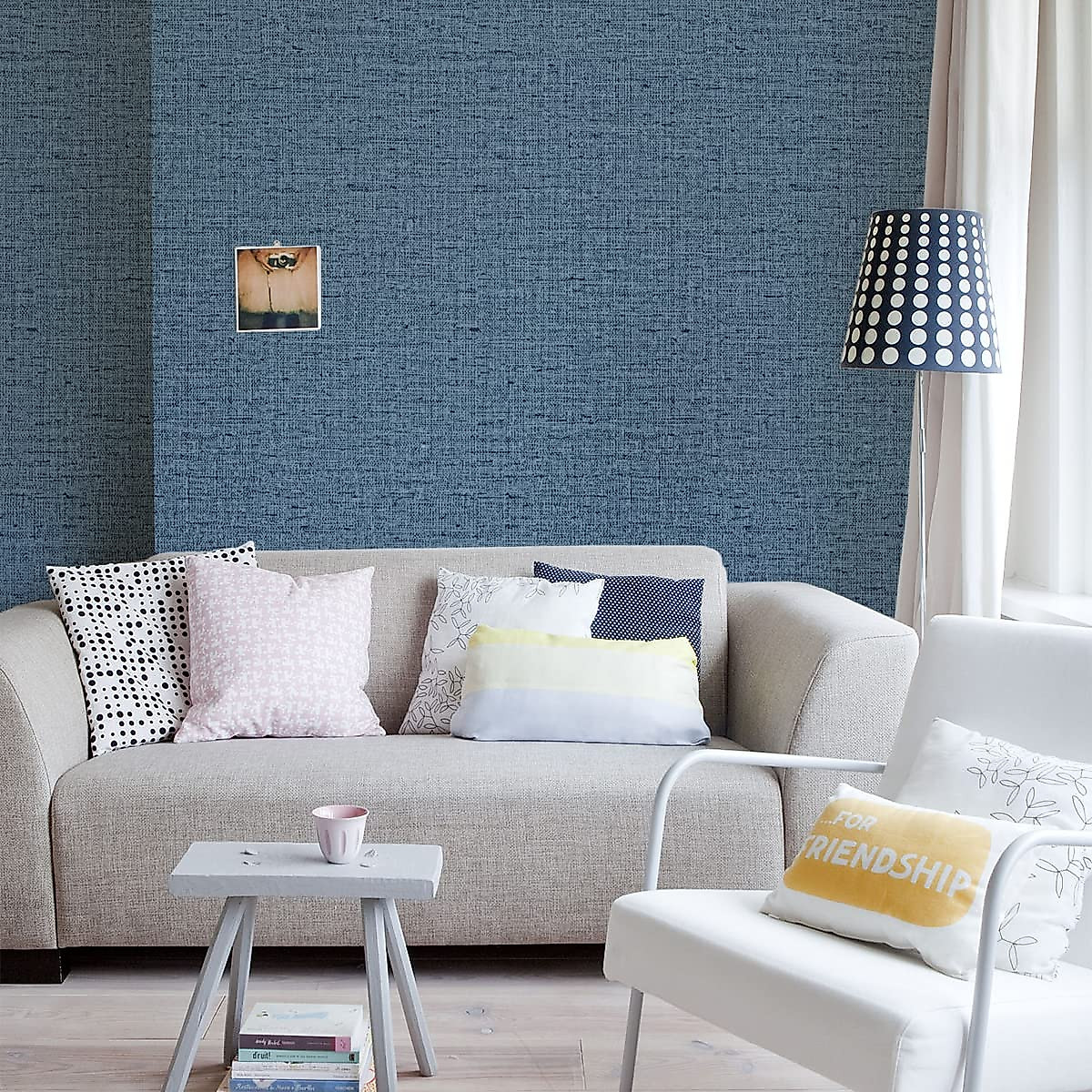 Akywall Blue Peel and Stick Wallpaper Linen Contact Paper for Cabinets Countertops Waterproof Grasscloth Wall Paper for Bedroom Stick on Wallpaper Textured Self Adhesive 78.7in