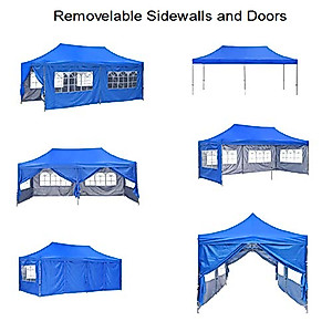 Klismos 10x20 Pop up Canopy Tent Outdoor Party Wedding Gazebos with Sidewalls Blue