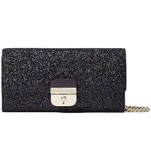 Kate Spade New York Sunset Lane Milou Black Glitter Clutch Evening Bag Handbag