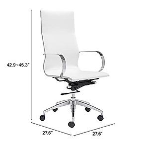 Zuo Glider Hi Back Office Chair, White