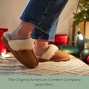 Dearfoams Women's Fireside Sydney Indoor/Outdoor Water Resistant Genuine Shearling Scuff Slipper, Wide Widths