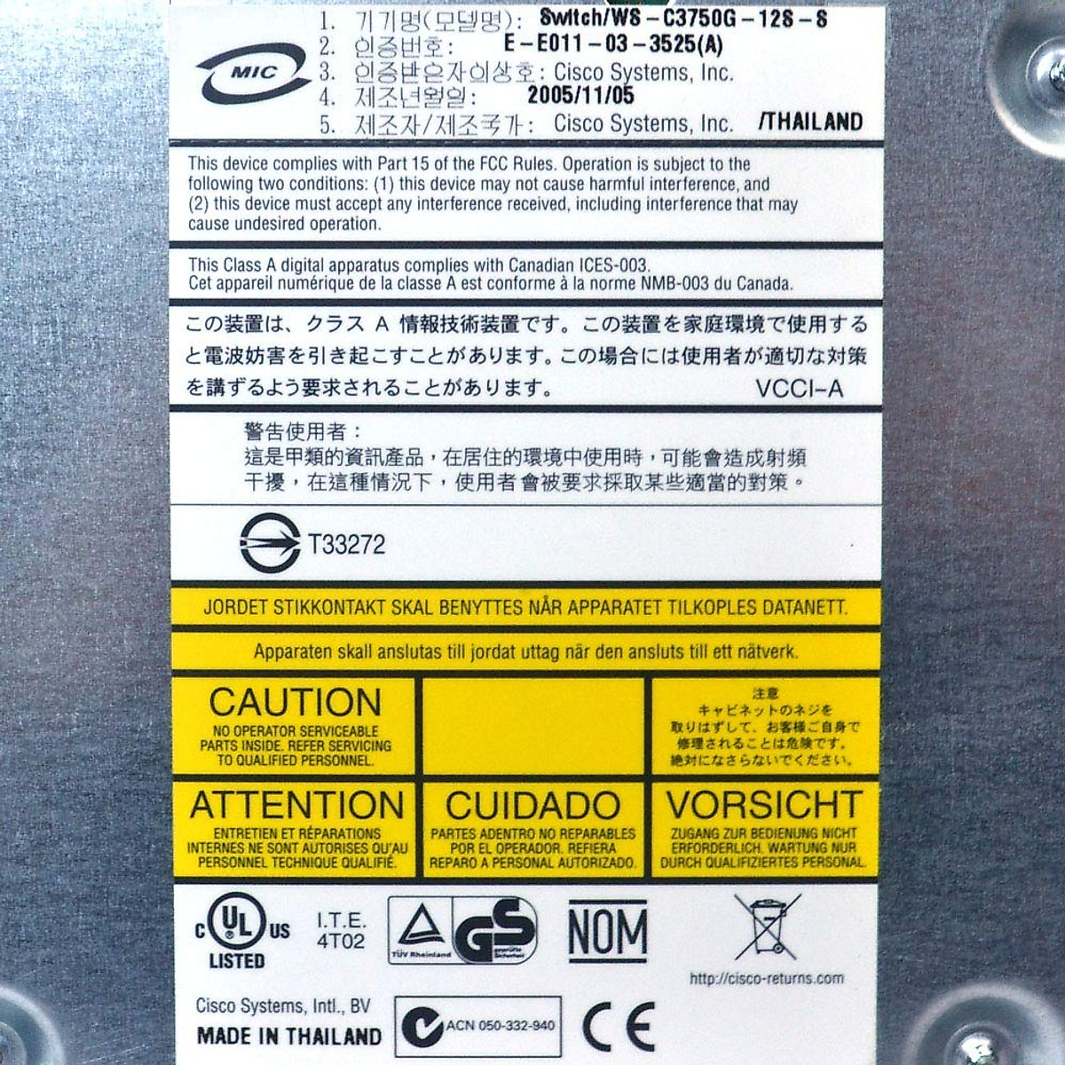 Cisco WS-C3750G-12S-S Catalyst 3750G 12-Port Gigabit Ethernet Switch (Renewed)