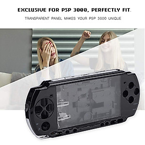 Replacement Full Housing Console Game Shell Case Cover Back Repair Parts for PSP 3000,PSP 3000 System, Shock Absorption and Anti Scratch Design Transparent