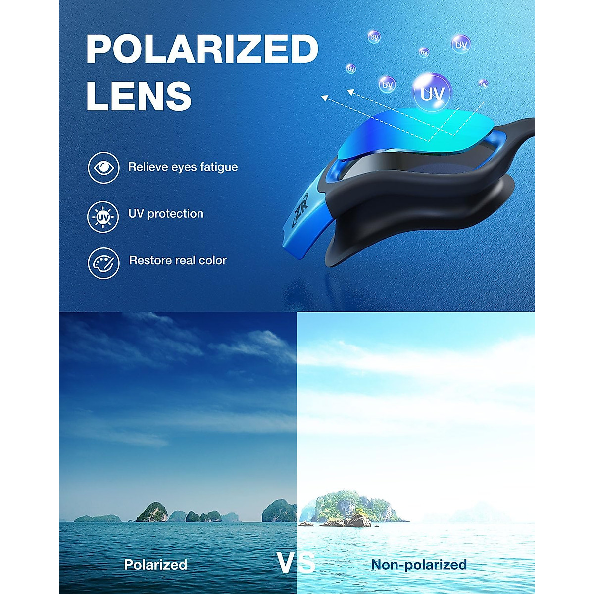 ZIONOR Swim Goggles, G1 MAX Polarized Anti-fog Swimming Goggles for Men Women Adult, UV Protection Leakproof Easy Adjustable Strap for Indoor Outdoor Swimming (Polarized + Gold)