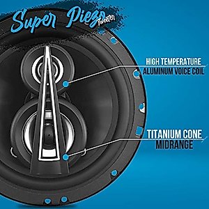 Lanzar Upgraded Standard 6.5" 3 Way Triaxial Speakers - Full Range Sound w/ 200 Watts and 4 Ohms Impedance 2” Titanium Cone Midrange 65 - 20 kHz Frequency Response and 15 Oz Magnet Structure - MX63