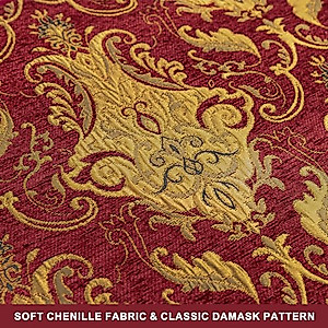 Loom and Mill Luxury Kitchen Rugs Set 2 Pieces, Non Skid Absorbent Chenille Memory Foam Kitchen Runner Rug Floor Mats, Comfort Standing Mat for Front of Sink,Machine Wash(Red,17.3"x47"+17.3”x29)