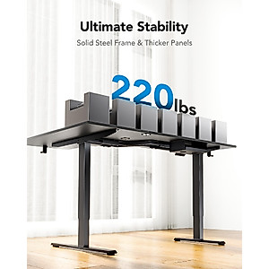 HUANUO L-Shaped Standing Desk, 63 x 40 inch Dual Motor Corner Standing Desk, Electric Height Adjustable Computer Desk with Cable Tray & 3 Preset Heights, Raising Desk for Home Office, Black, HNESD109
