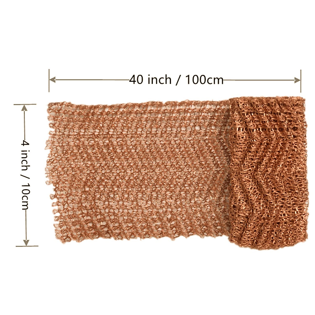 Copper Mesh,Pure Copper Wire Mesh, Hole and Gap Filler, Sturdy and Durable, Suitable for Gardens and Houses, Size 3.8" x 40"（1 Roll)