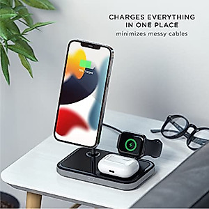 Satechi 3-in-1 Magnetic Wireless Charging Stand – Compatible with 14 Pro Max/14 Pro/14/14 Plus, iPhone 13 Pro Max/13 Pro/13 Mini/13, Apple Watch Ultra & Series 8/7/SE/6/5/4/3/2/1, AirPods Pro 2/1