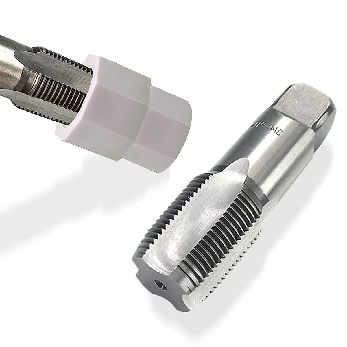 NPT Thread Forming Taps - 5 Pieces 1/8", 1/4", 3/8", 1/2", 3/4" Pipe Taps Set with Storage Box Drill Bits for Cleaning or Re-thread Damaged or Jam Pipe Threads, High-speed Steel Material