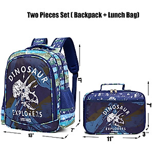 Dorlubel Backpack for Boys Lightweight Dinosaur School Backpack with Insulated Lunch Tote Preschool Kindergarten Elementary Book Bag Set With Chest Strap(Dinosaur Explorer)