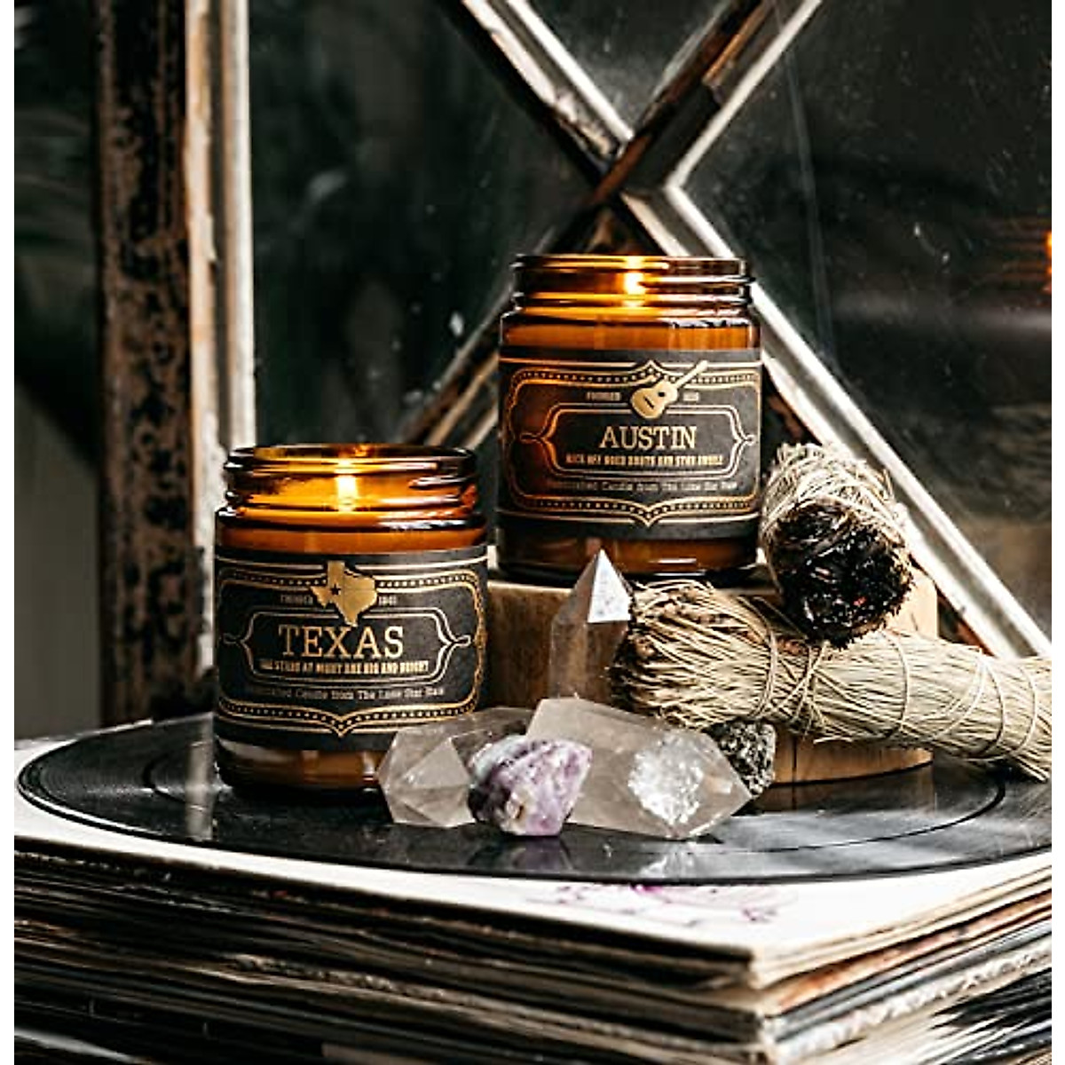 Jackson Vaughn Scented Candle, Texas - Scents of Wild Sage, Vanilla, Campfire, 9oz Jar (7.25oz NET WT), 40 Hour Burn Time