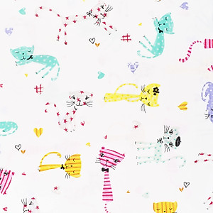 Scientific Sleep Kitty Cats Cute Fun Soft Sheets Set Twin, Fitted Sheet with 14" Inch Deep Pocket, 95 GSM 100% Microfiber Polyester Bedding Sheet Set for Boys Girls Teen Kids Gift (6, Twin)