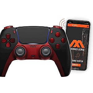 MODDEDZONE SMART Controller with FPS pack (Rapid Fire & more) Compatible with PS5 Custom Modded Controller for shooter games & more (Black/Red)