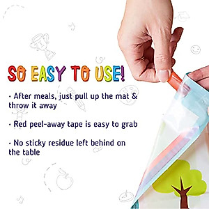 merka Disposable Placemats for Baby and Toddlers 12" x 18", 40 Pack Stick-on Table Mats for Restaurants, Includes Shapes, Numbers, Letter & Colors