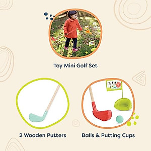 B. toys- Wooden Golf Set- Sports & Outdoors- 15 pc Golf Set for Toddlers with Storage Bag- Pretend Play- 3 Years +