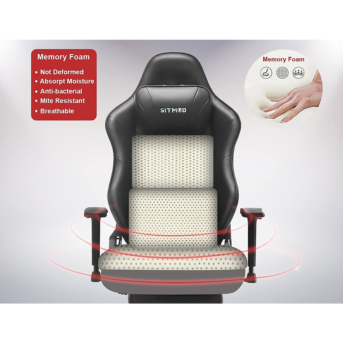 SITMOD Gaming Chairs for Adults Computer Chair with Footrest Racing Lumbar Support Gamer Chair Comfy Massage PC Leather Ergonomic Chair High Back Reclining Adjustable Swivel Video Game Chairs