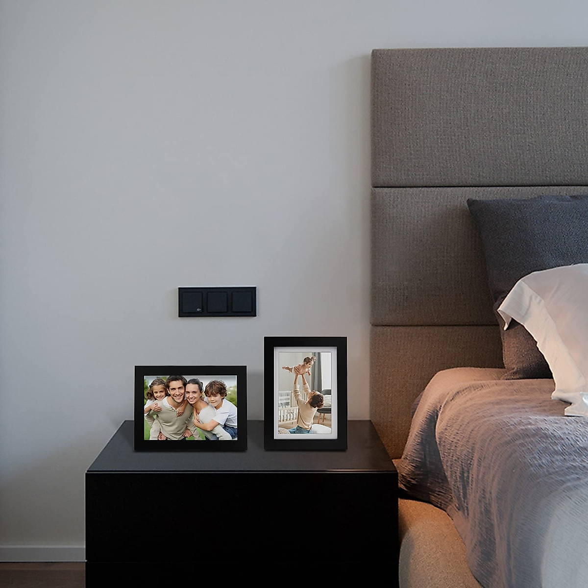 Egofine 5x7 Picture Frames Set of 4, Made of Solid Wood Covered by Plexiglass 3.5x5 and 4x6 with Mat or 5x7 without Mat, for Table Top Display and Wall Mounting Photo Frame White