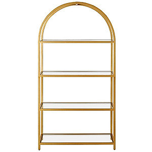 Garrett 62'' Tall Rectangular Bookcase in Brass